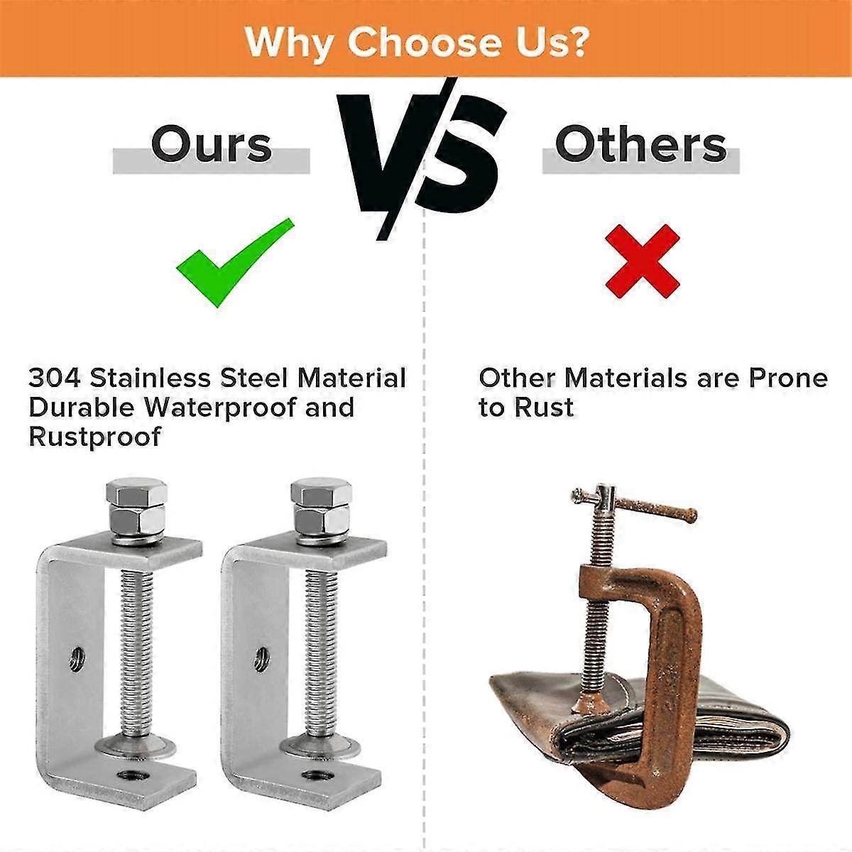 2pcs 304 Stainless Steel C Clamp, Clamp Woodworking Clamp Heavy Duty C ...