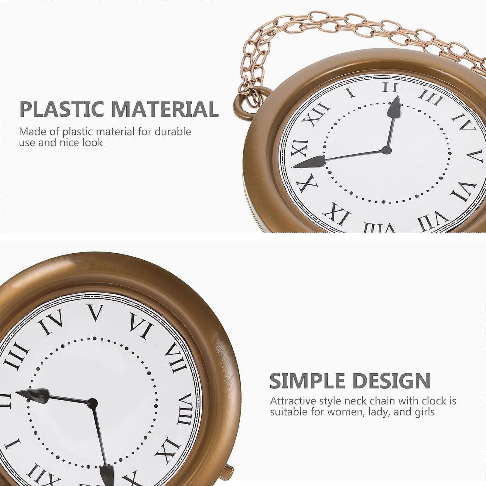 Gold Clock Necklace Halloween Cosplay Clock Necklace Hanging Neck Clock ...