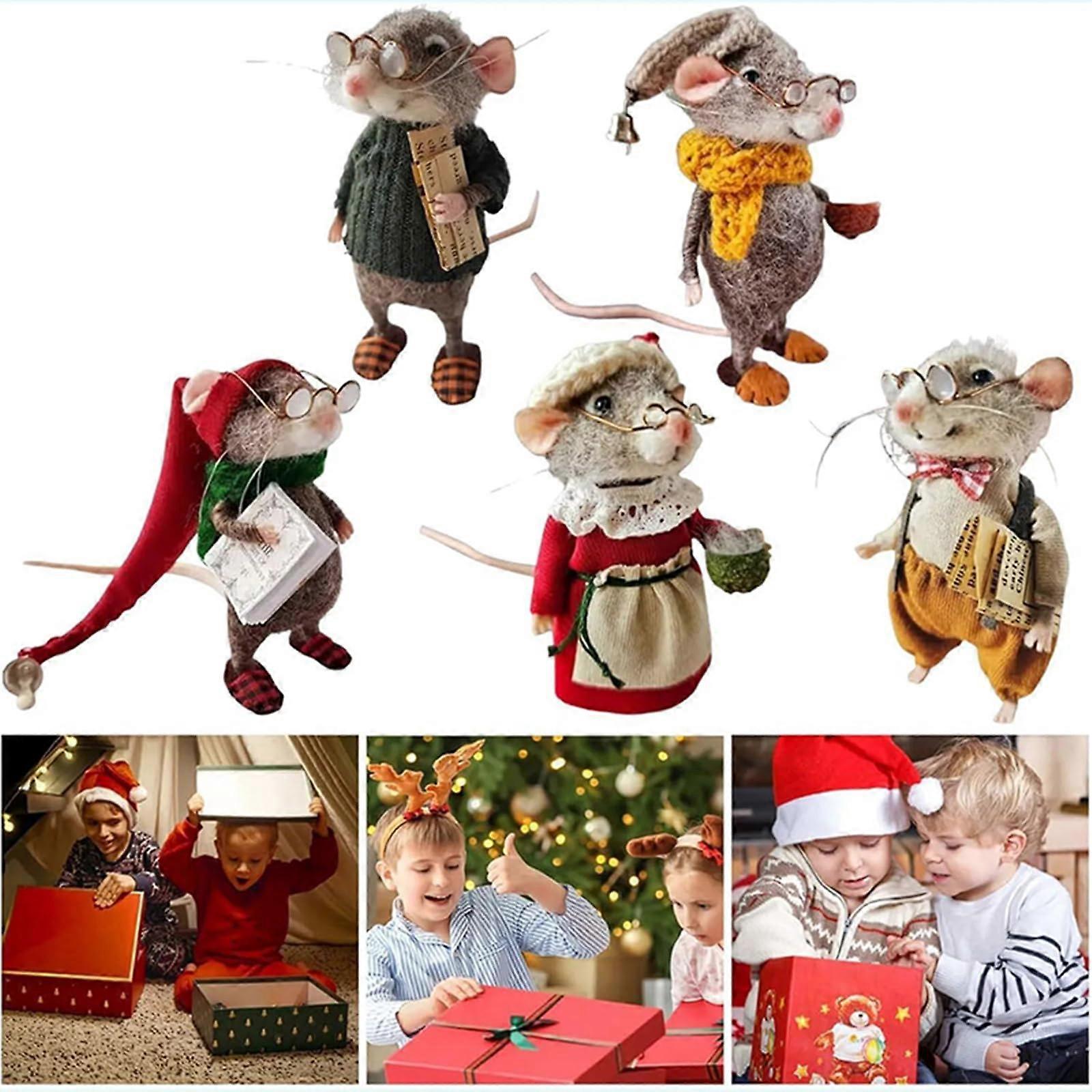 Cute Wool Felted Mouse Christmas Ornament, Handmade Needle Felt Mice ...