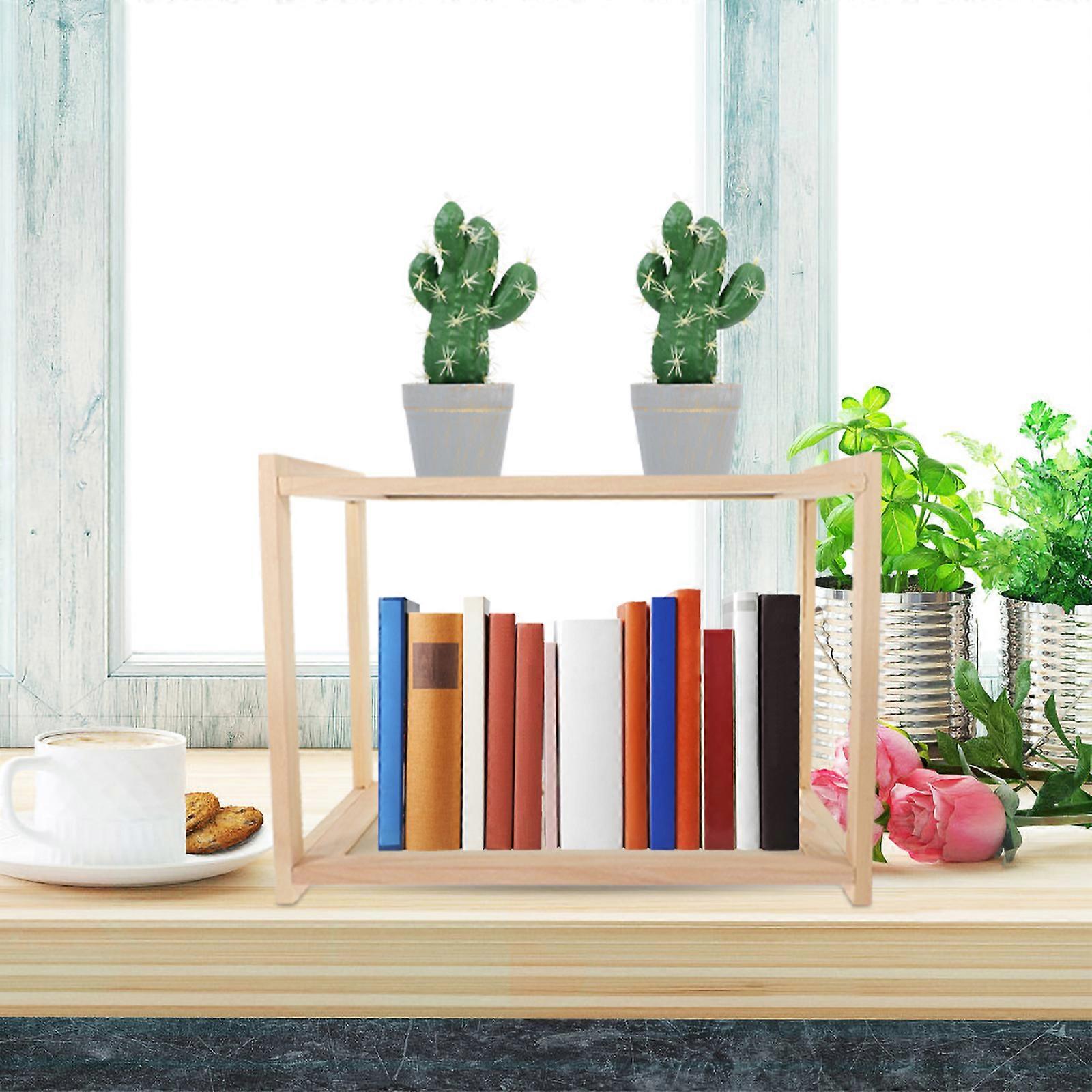 Desktop Magazine Storage Organizer Office Books Storage Rack Wood ...