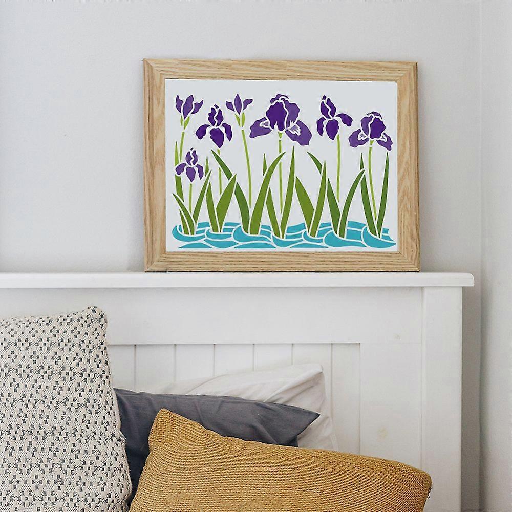 Iris in Water Stencil 8.3x11.7inch Reusable Iris Flower Painting ...