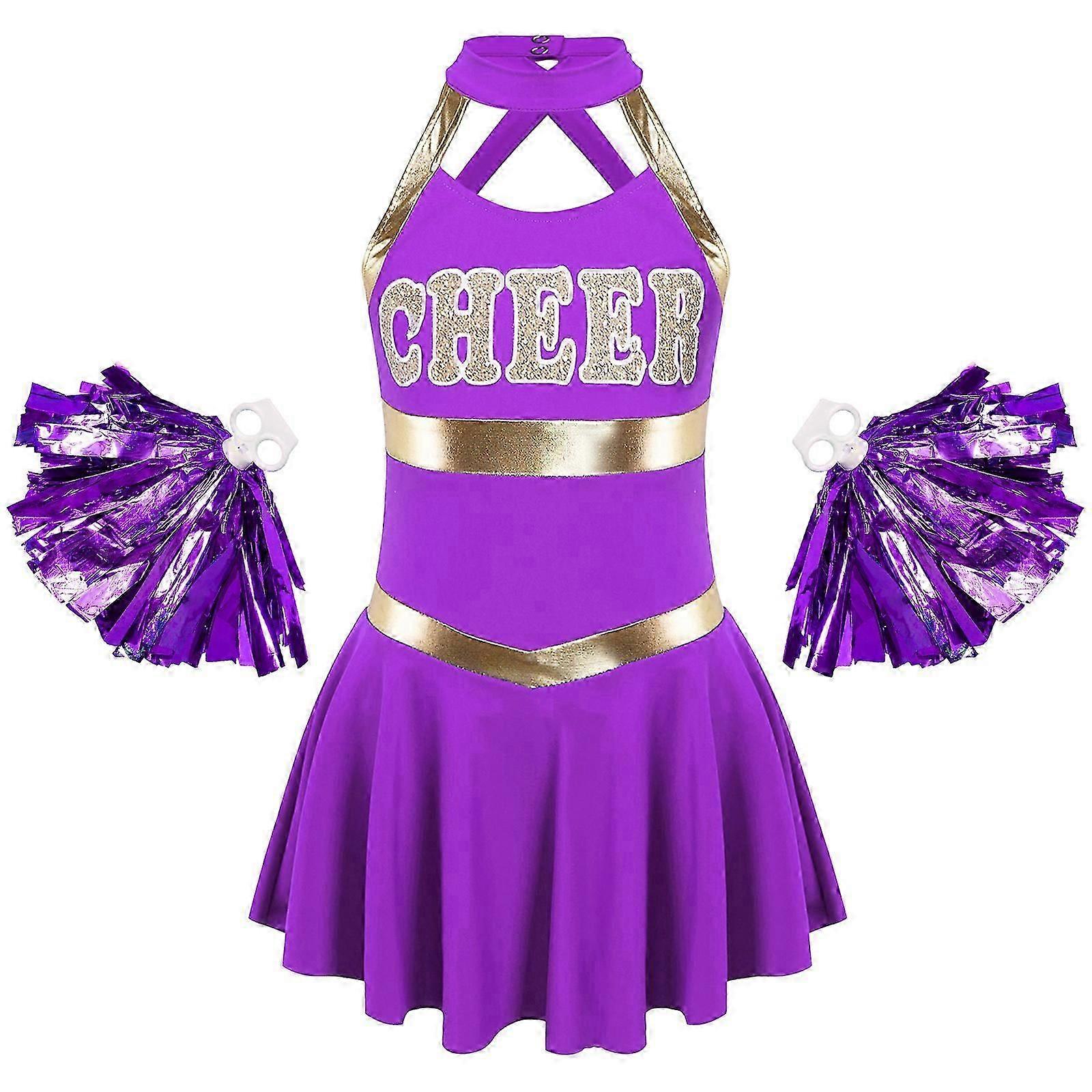 Kids Girls Sleeveless Letters Printed Dance Dress with Tassel Flower ...