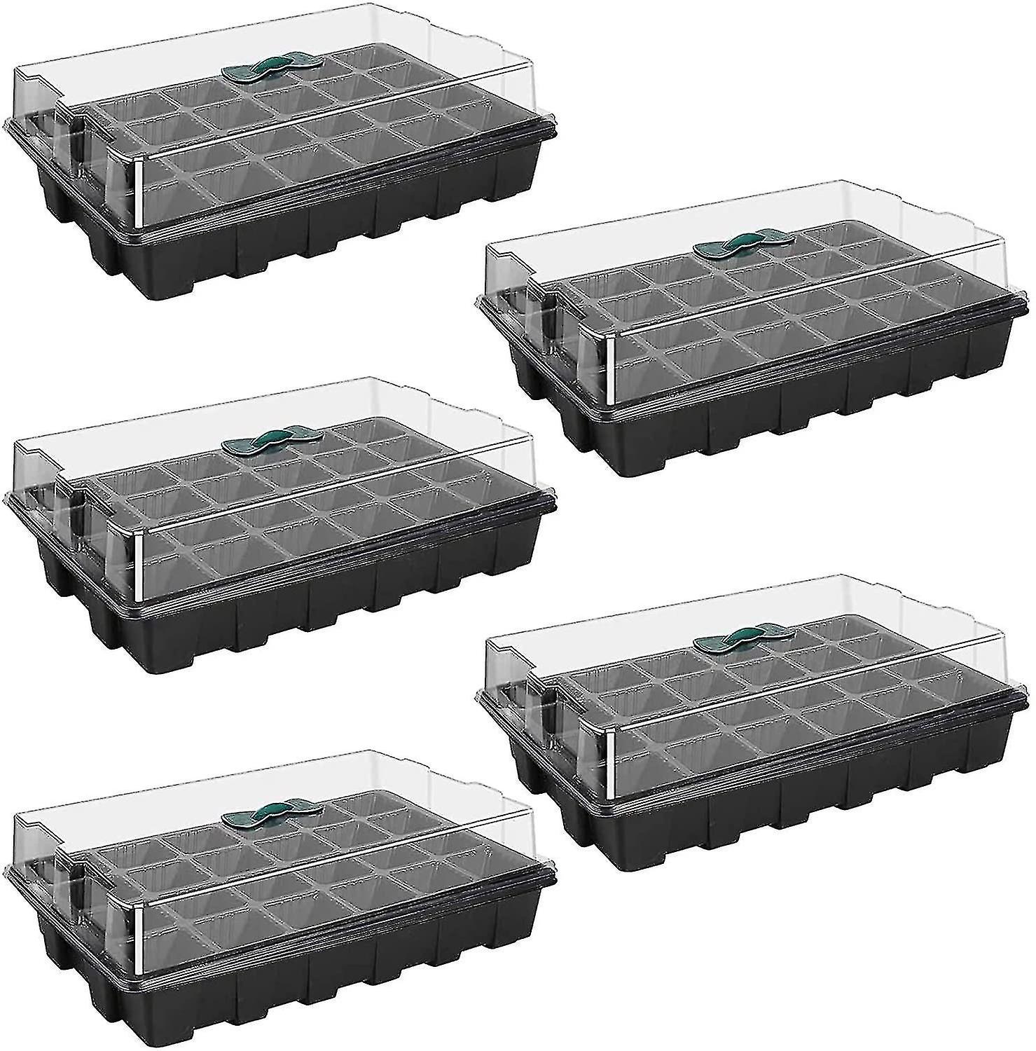Seed Trays With Lids 5 Pack 120 Cells Seed Propagator Tray Germination ...