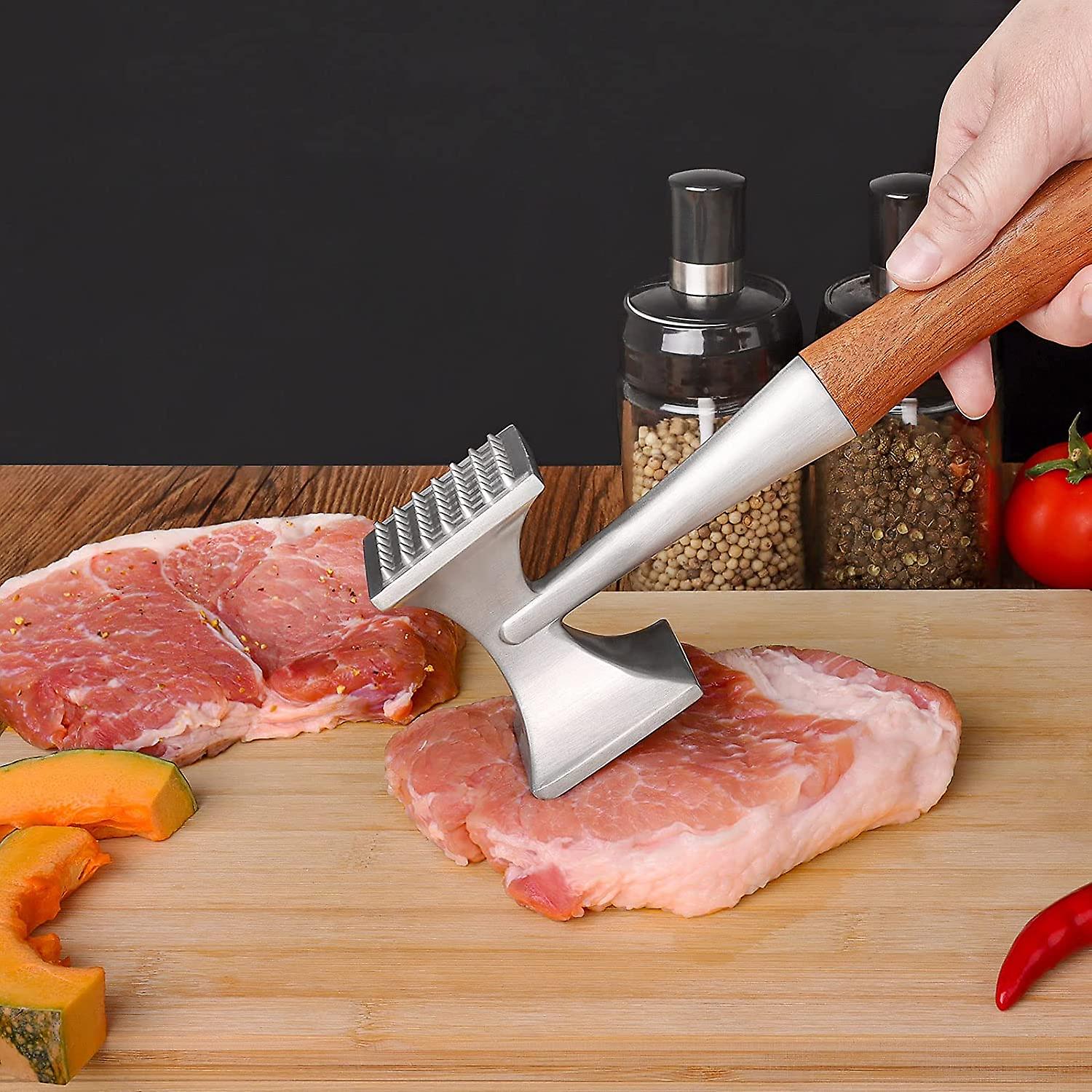 Meat Hammer, Heavy Duty Meat Tenderizer, Steak Hammer With Wood Handle ...