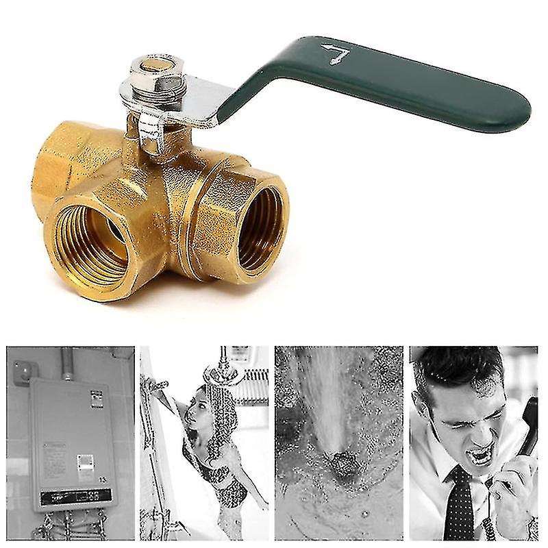 3-way (l-port) Ball Valve, Lever Handle, Female (dn15 1/2'') Made Of ...