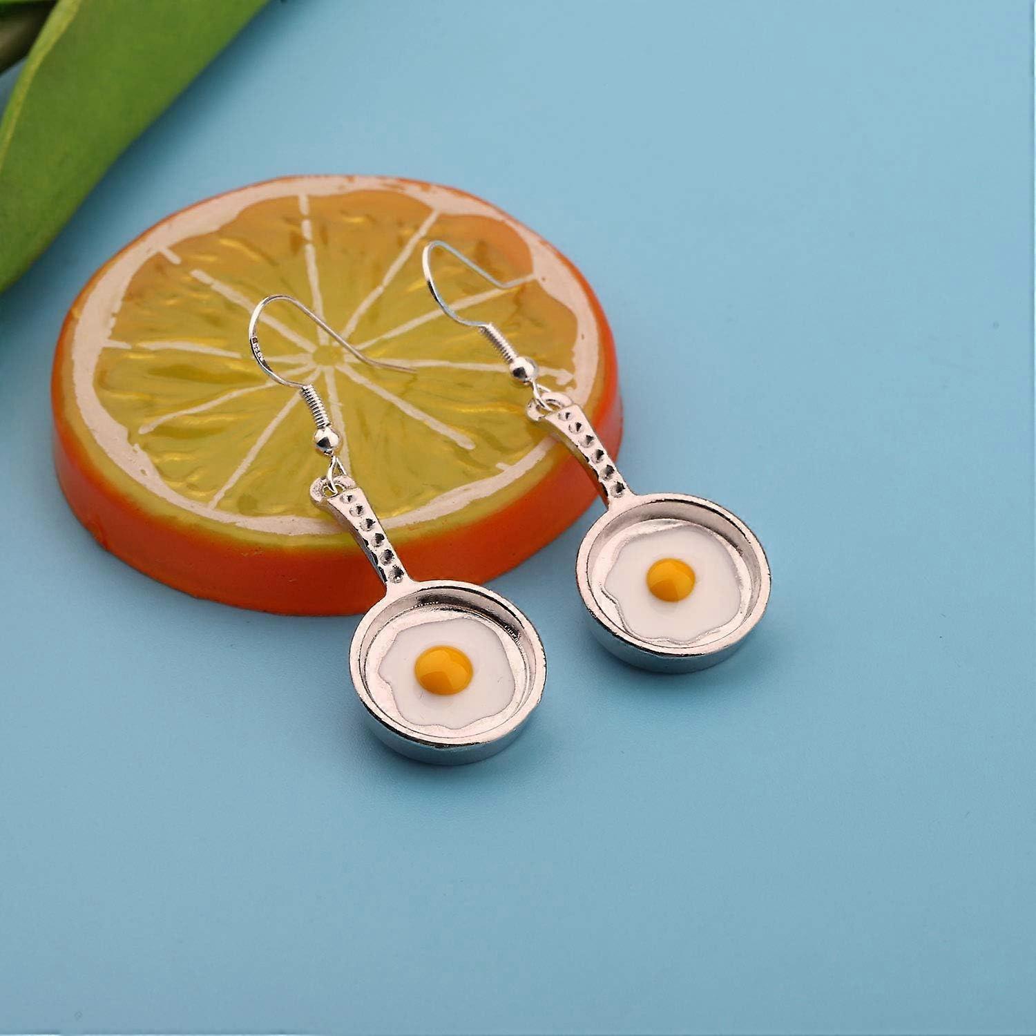 Heyone Cooking Baking Chef Charms Earrings Frying Pan Fried Egg Dangle ...