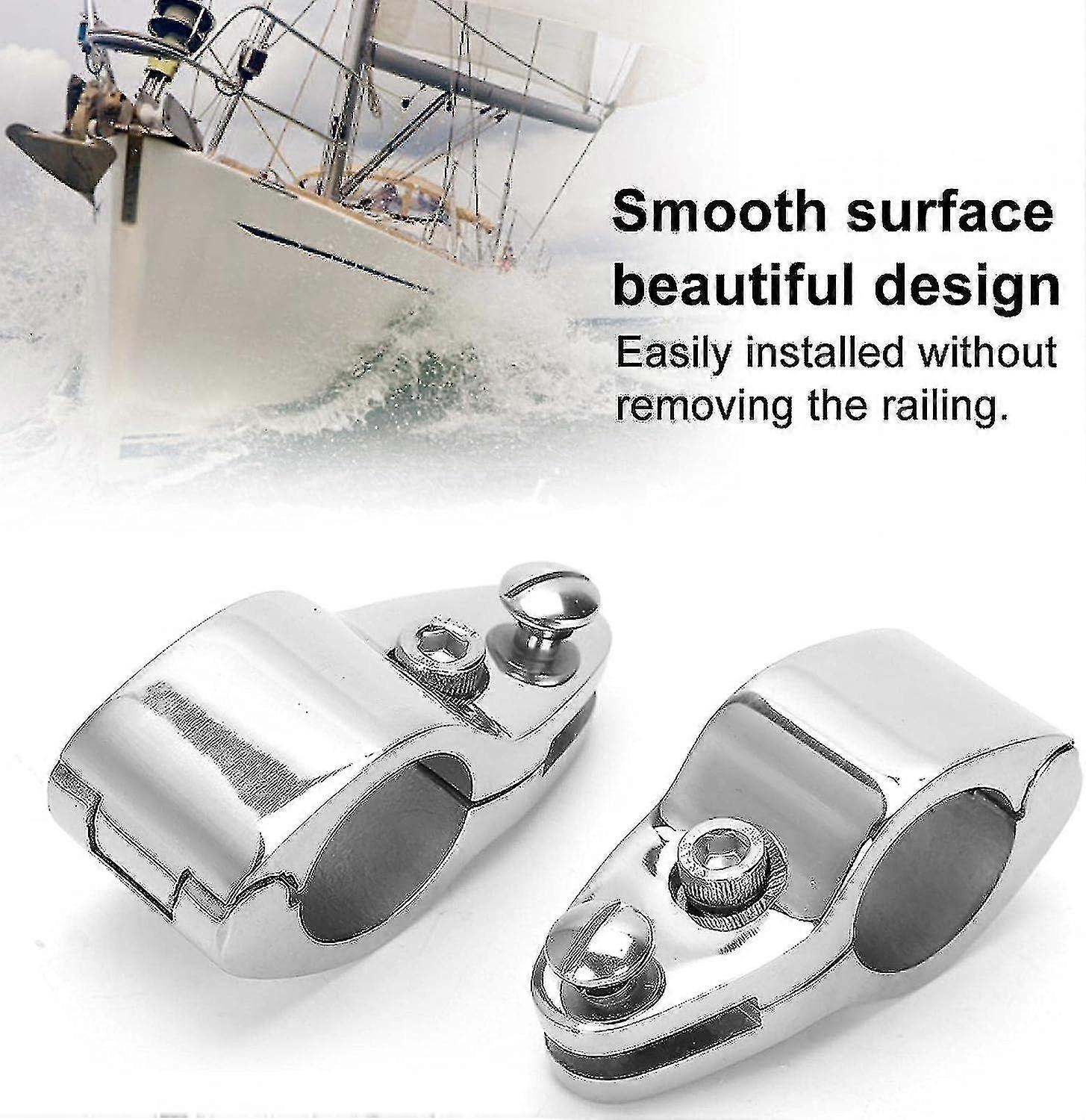 2 Pieces 316 Stainless Steel Marine Pipe Clamps Boat Top Hinge Claw ...