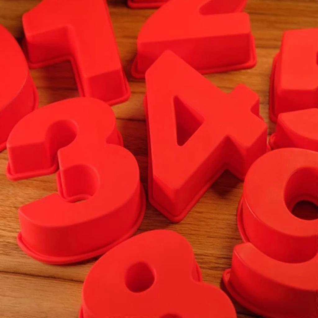 9 Pcs Number Cake Moulds, Silicone Number Cake Baking Pan For Party ...