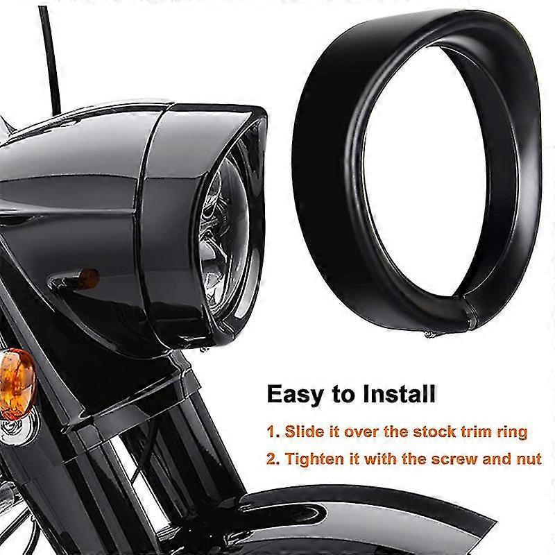Headlight Trim Ring 7Inch Black Visor Type Motorcycle Trim Ring for ...