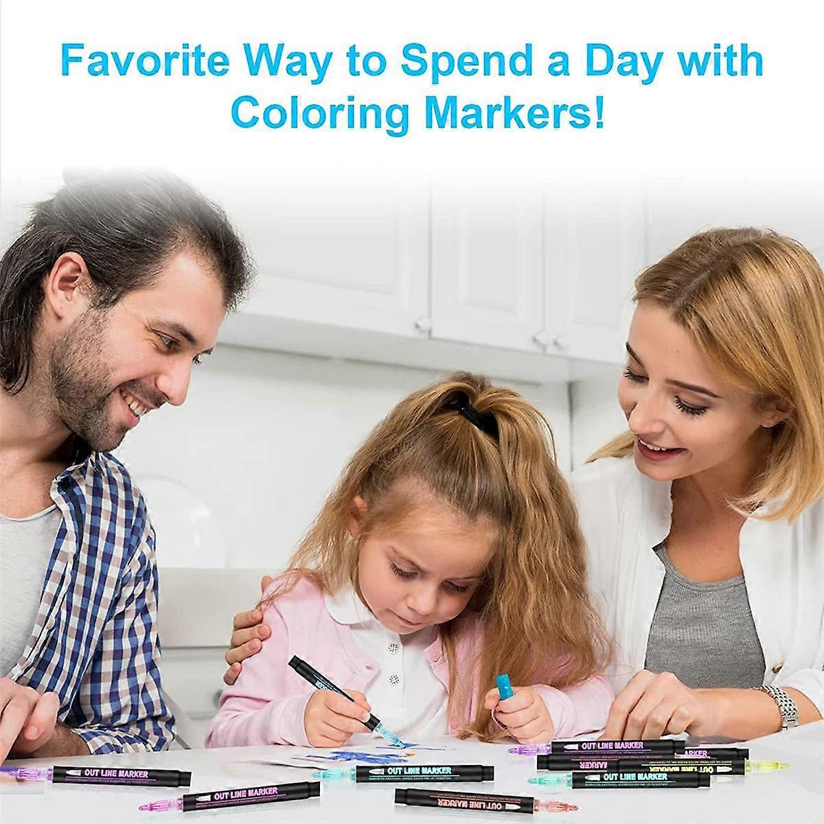 Double Line Outline Markers, 36 Colors Super Squiggles Shimmer Outline ...