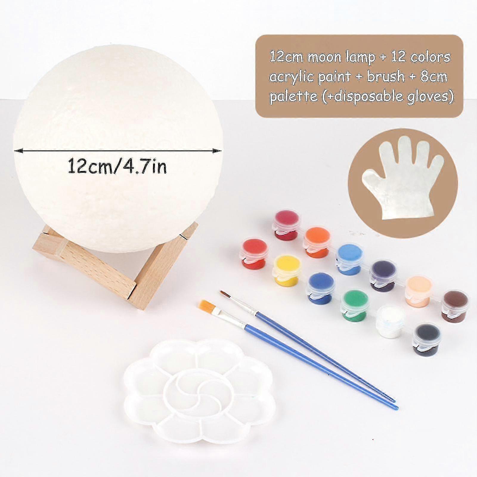 Paint Your Own Moon Lamp Kit,diy 3d Moon Night Light With Wooden Stand ...
