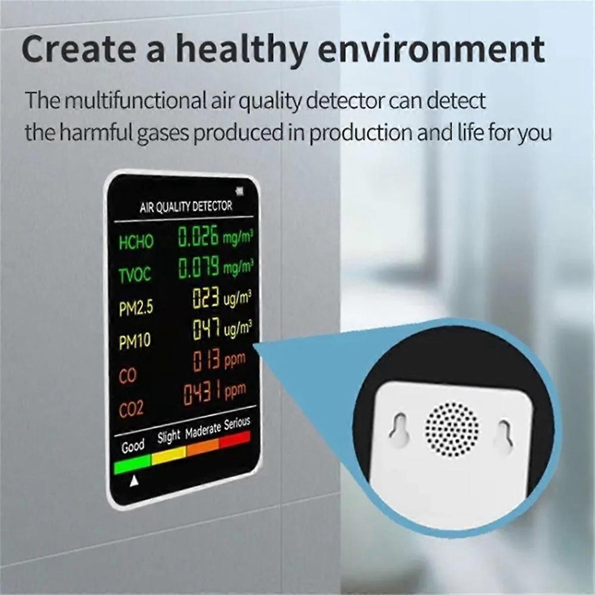 6 in 1 Multifunctional Air Quality Tester LCD Display Home Indoor ...