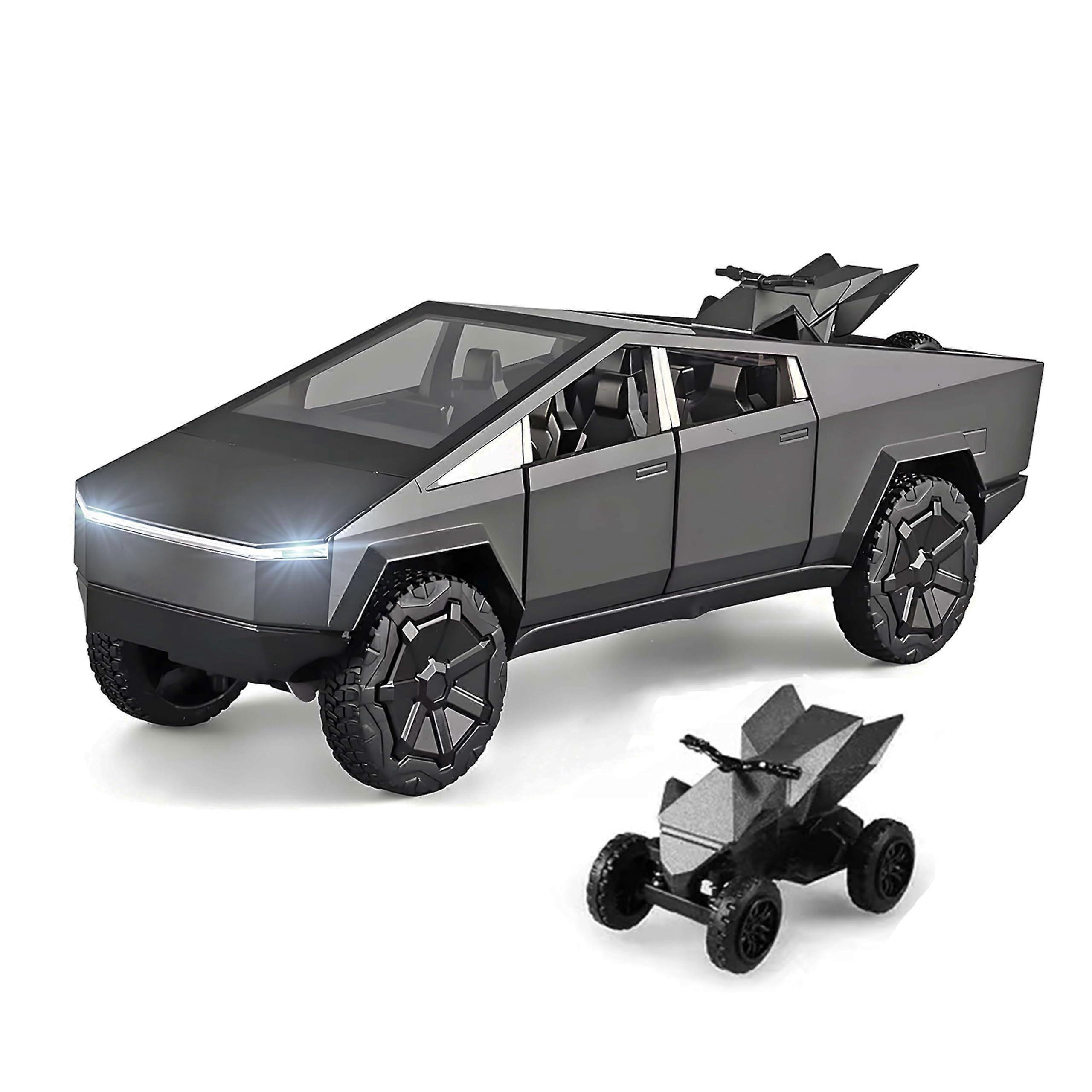Cybertruck Toy Trucks with Motorcycle Diecast Metal Cyber Truck Model ...