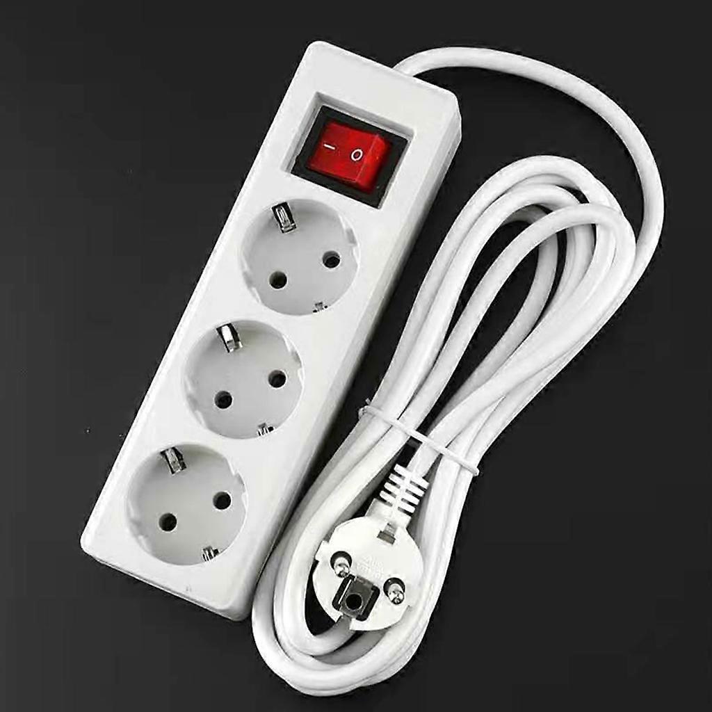 EU Standard German Type Extension Socket Power Strip 2 Pin Plug Outlet ...