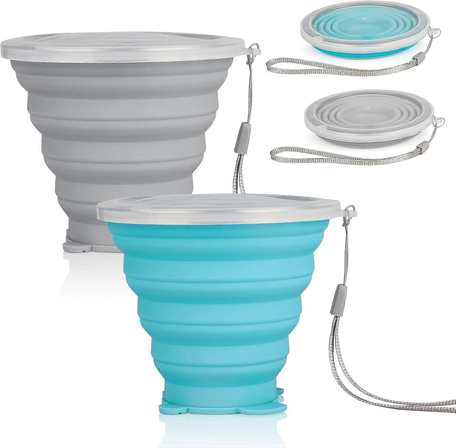 2pcs Collapsible Silicone Cup, Collapsible Travel Cups with Airtight ...