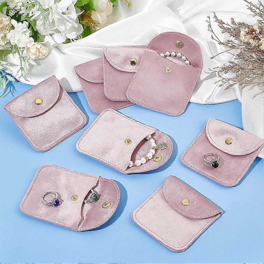 12 Pcs Velvet Jewelry Pouches Pink Jewelry Storage Bags Portable ...