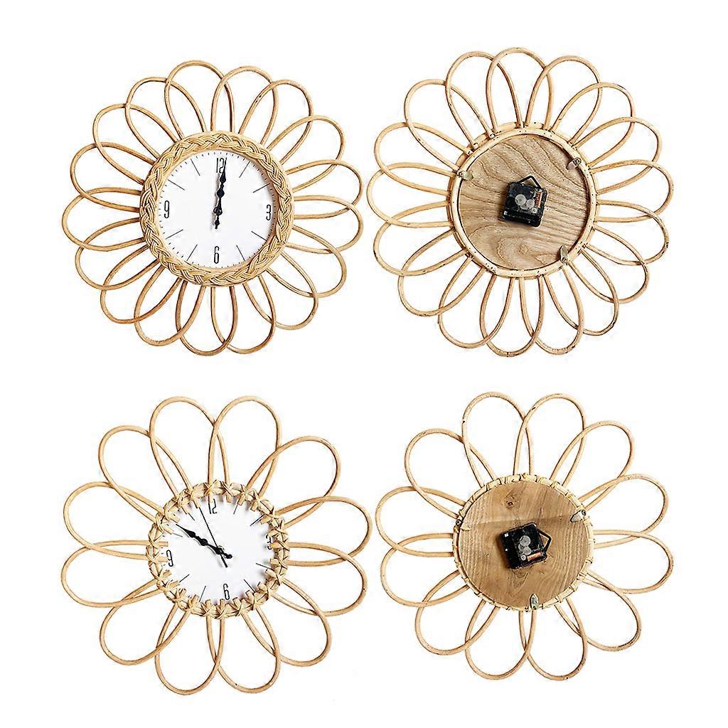 Wicker Collection Wall Clock Battery Powered Rattan Wall Clock Easy to ...