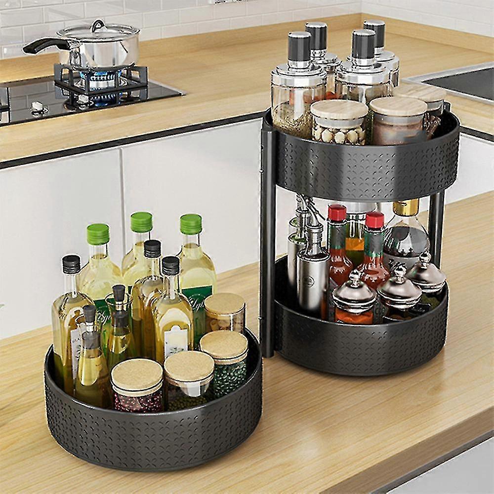 Kitchen condiment storage rack can rotate the countertop corner to put ...