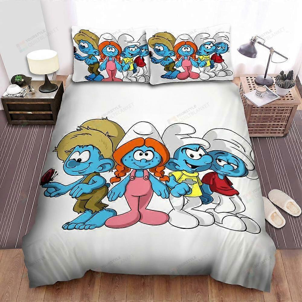 v369 Bed Sheets The Smurfs Characters Grown Up Illustration Duvet Cover Set Bed Linen Kids Bed ...
