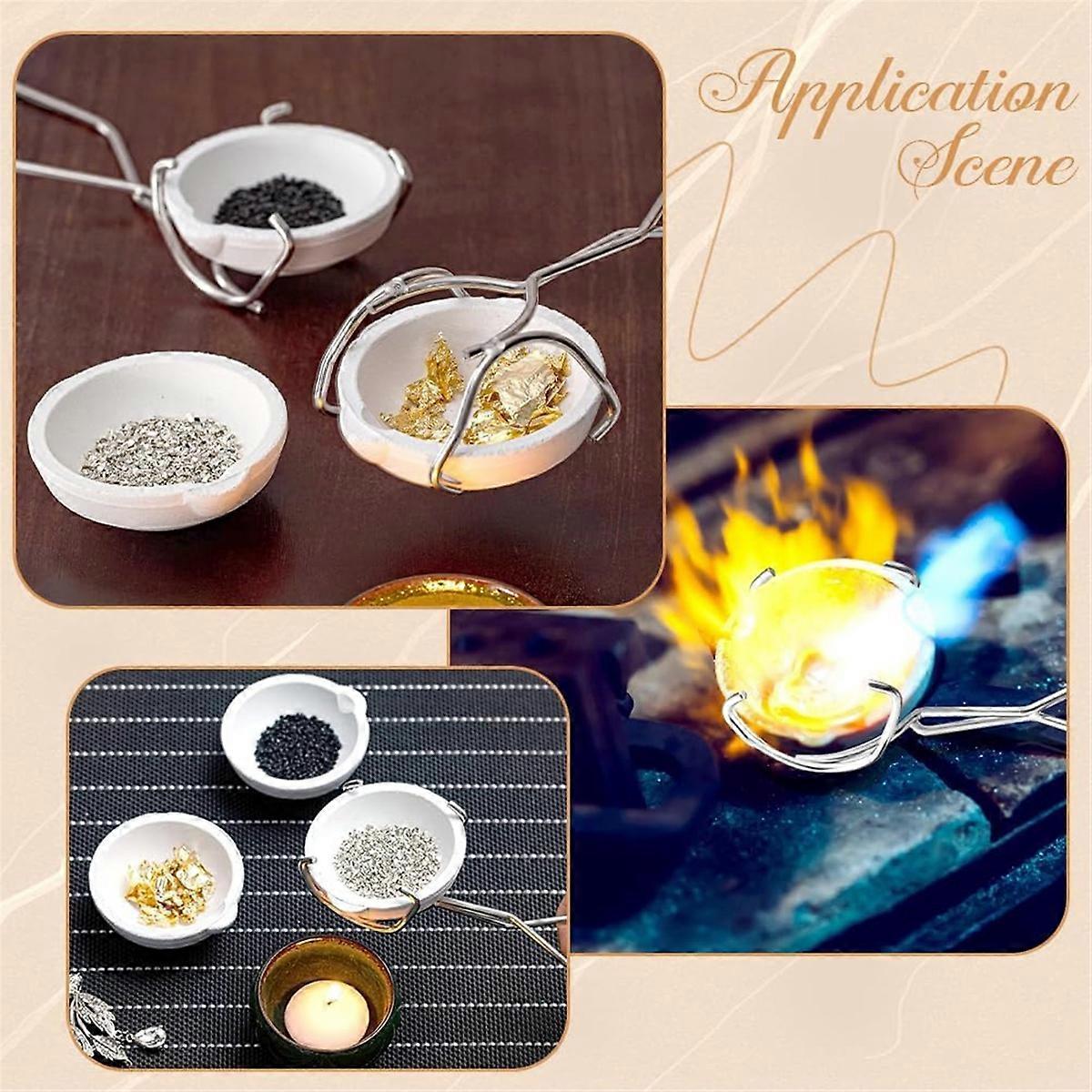 4Sets Ceramic Melting Dish Melting Crucible Kit with Tongs Quartz ...