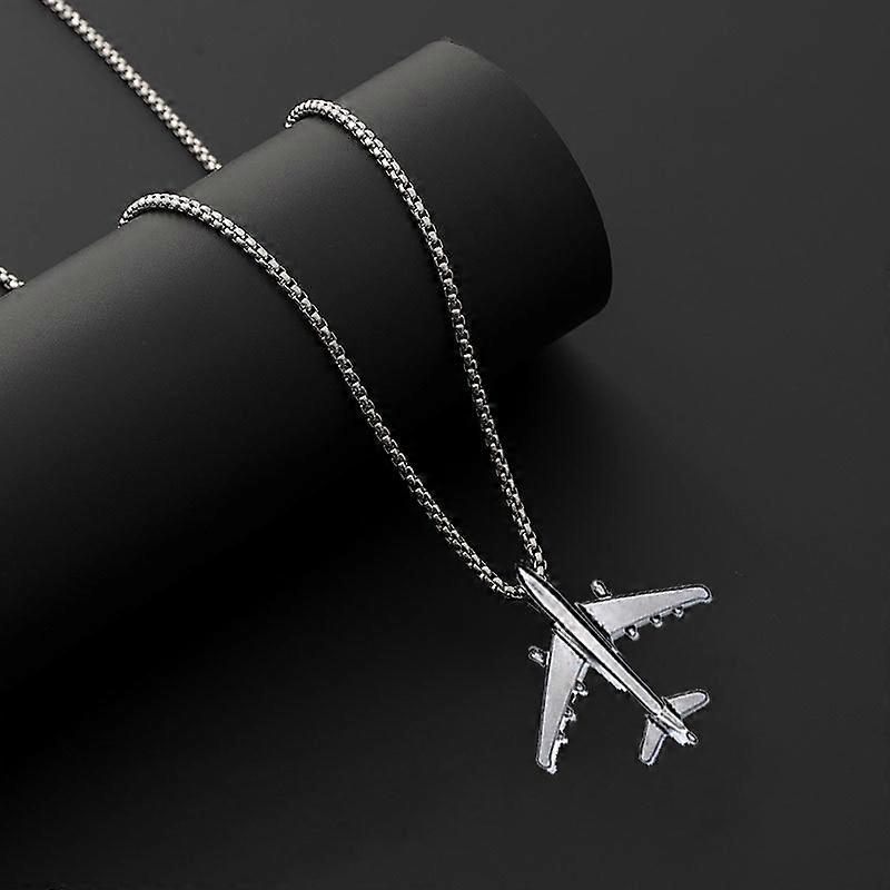 Classic Design Airplane Necklace for Women Men Simple Silver Color ...