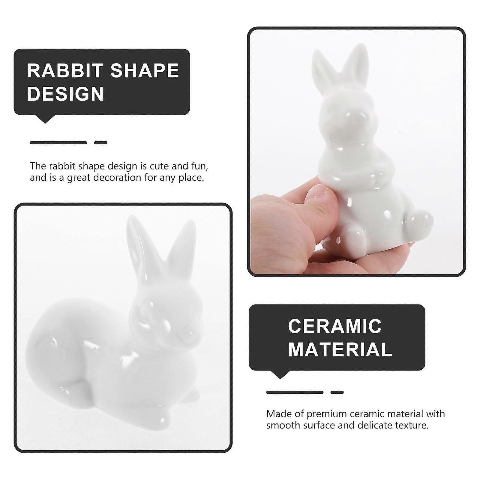 5Pcs Ceramic Rabbit Ornament Animal Bunny Figurine Desktop Adornment ...