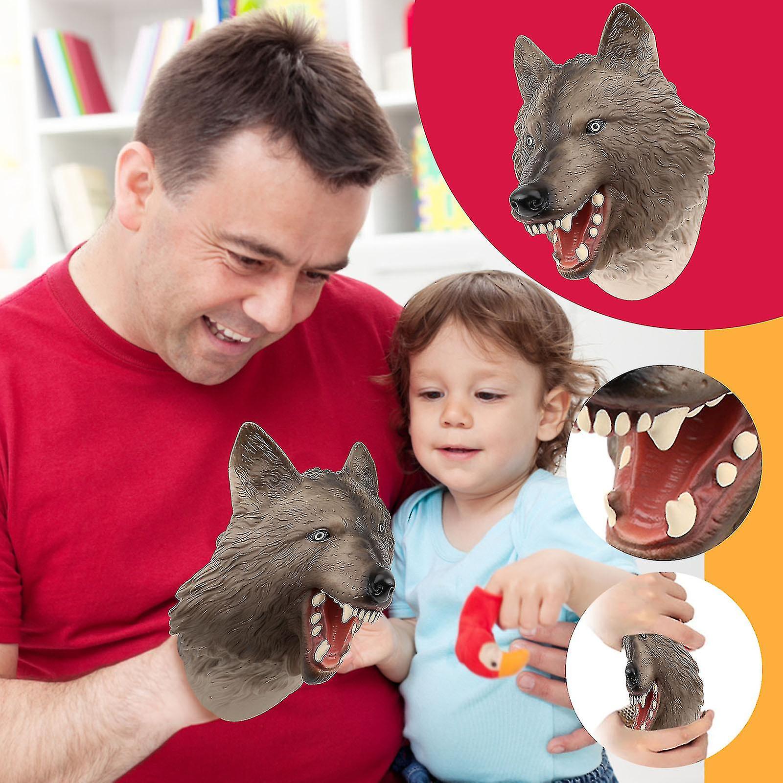 Animal Hand Puppets Realistic Soft Rubber Wolf Rexs Animal Toys | Fruugo UK