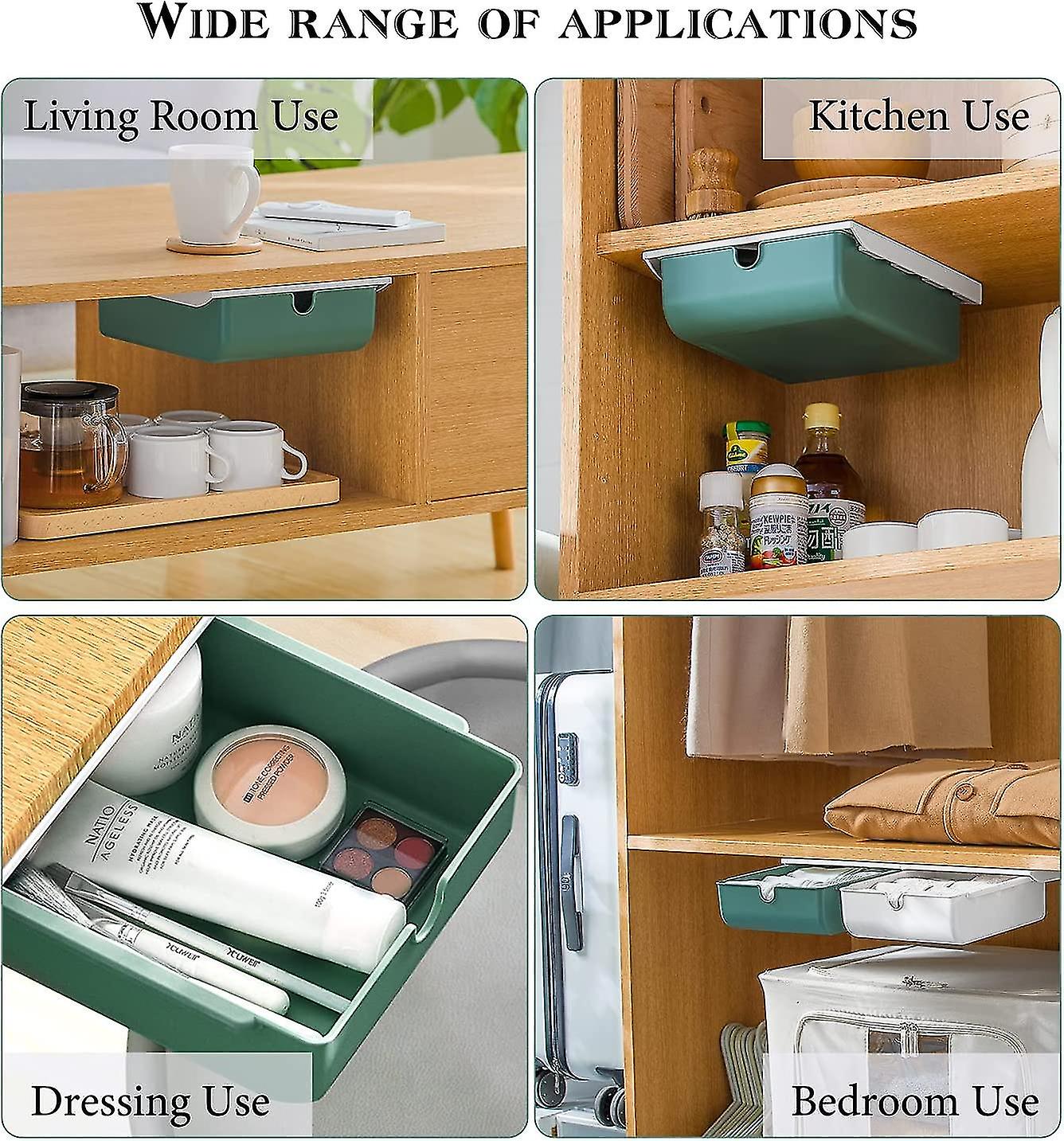 2024 Under Desk Drawer, Self Adhesive Hidden Drawer Under Table, Desk ...