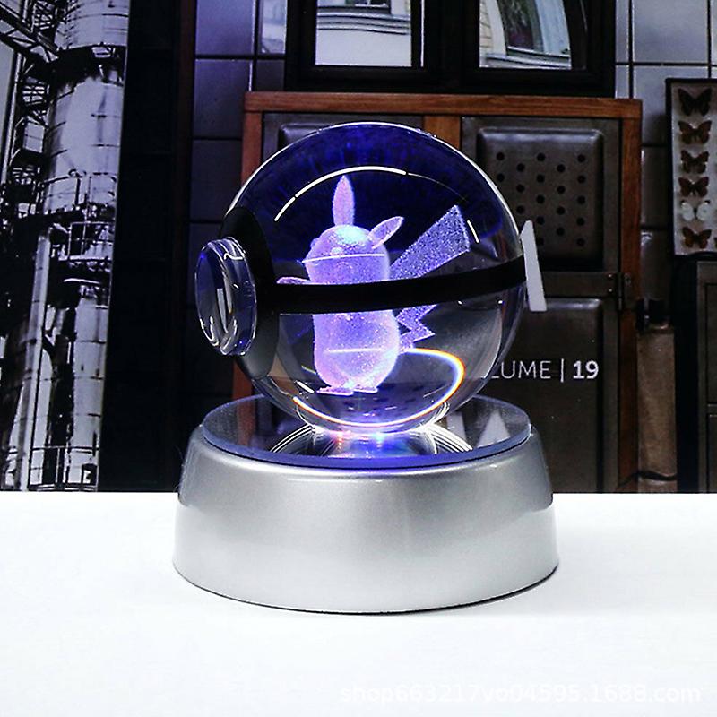 Pokemon Crystal Ball 3d Toy Snorlax Mewtwo Pikachu Figures Pokmon Led ...