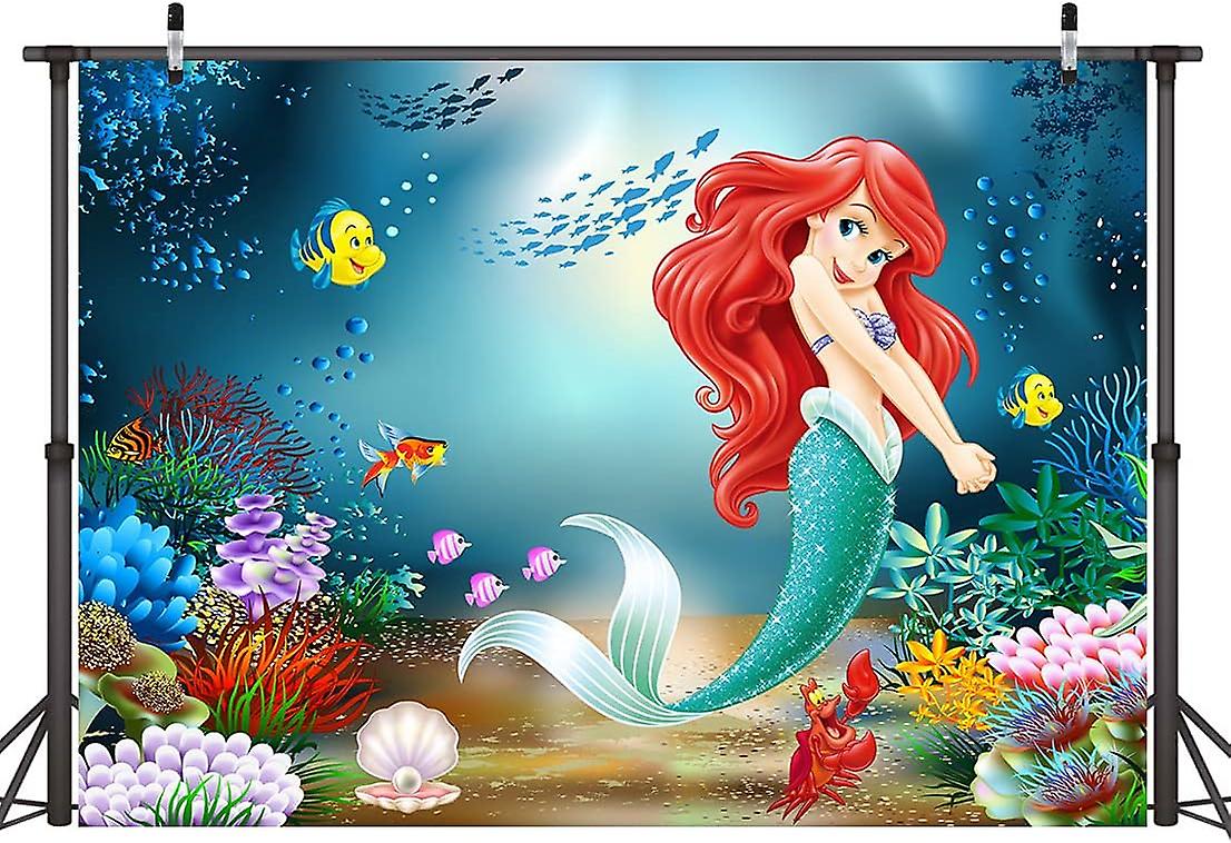 7x5ft Lille Havfrue Fotografering Baggrund Under Havet Piger Fødselsdag ...