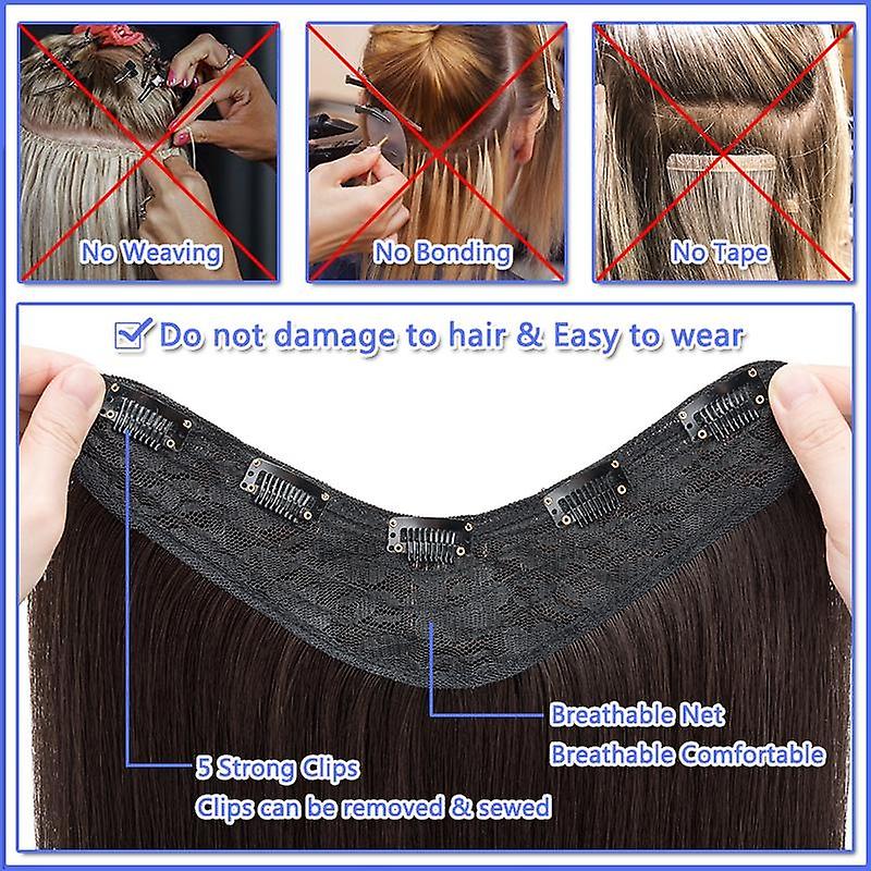 One Piece Clip in Hair Extensions V-Shaped Wavy Curly Hair Synthetic ...