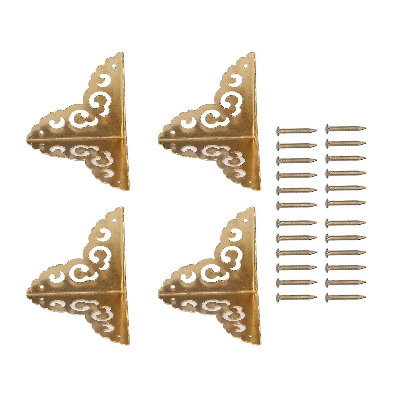 4pcs Brass Jewelry Box Corners Retro Cloud Totem 5cm Side Length High ...