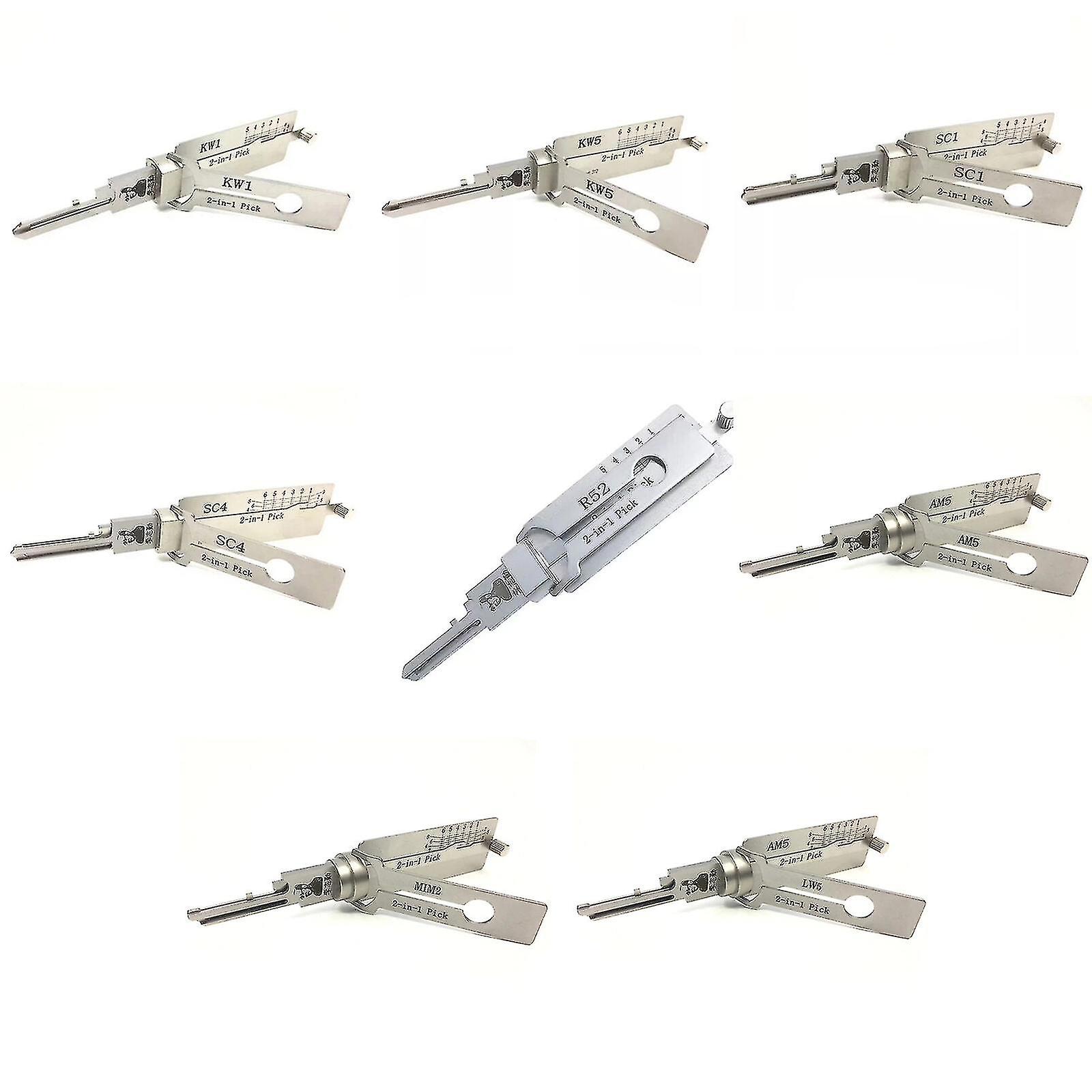 Lishi 2 In 1 Tool Lw4 Lw5 Te2 S123 Kw1 Kw5 Sc4 Sc1 Ss001 Ss002 R52 M1 ...