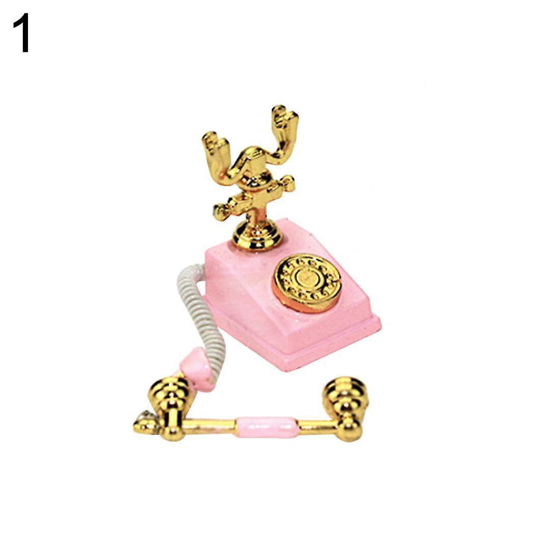 Miniature Retro Rotary Telephone Dollhouse Decoration Accessories Kids ...