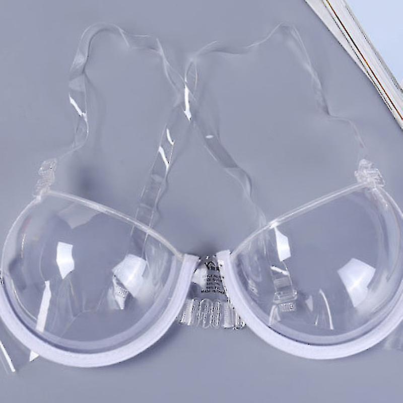 Women 3/4 Transparent Clear Push Up Bra Ultra-thin Strap Invisible Bras ...