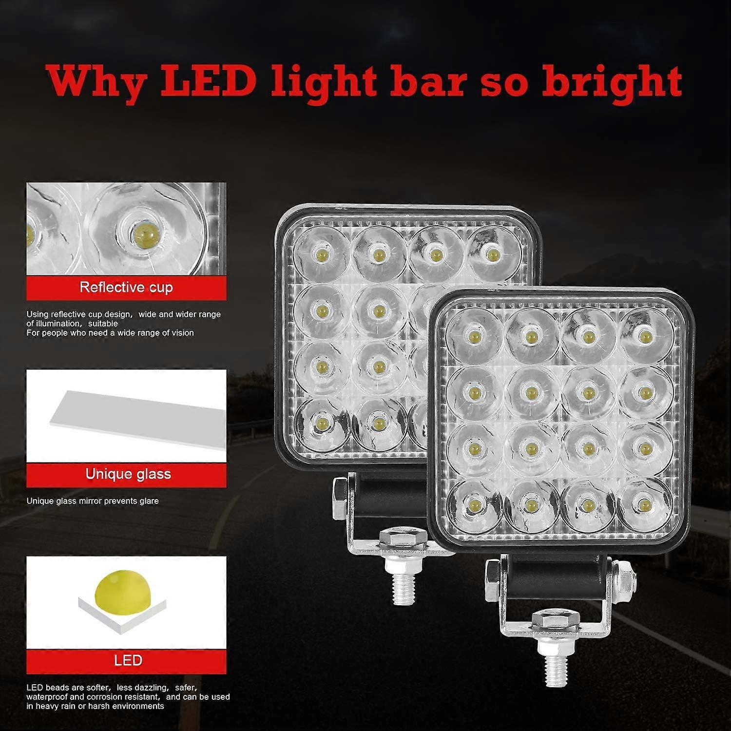 4Pcs LED Work Light 3Inch 48W LED Work Light Spotlight Fog Lights for ...