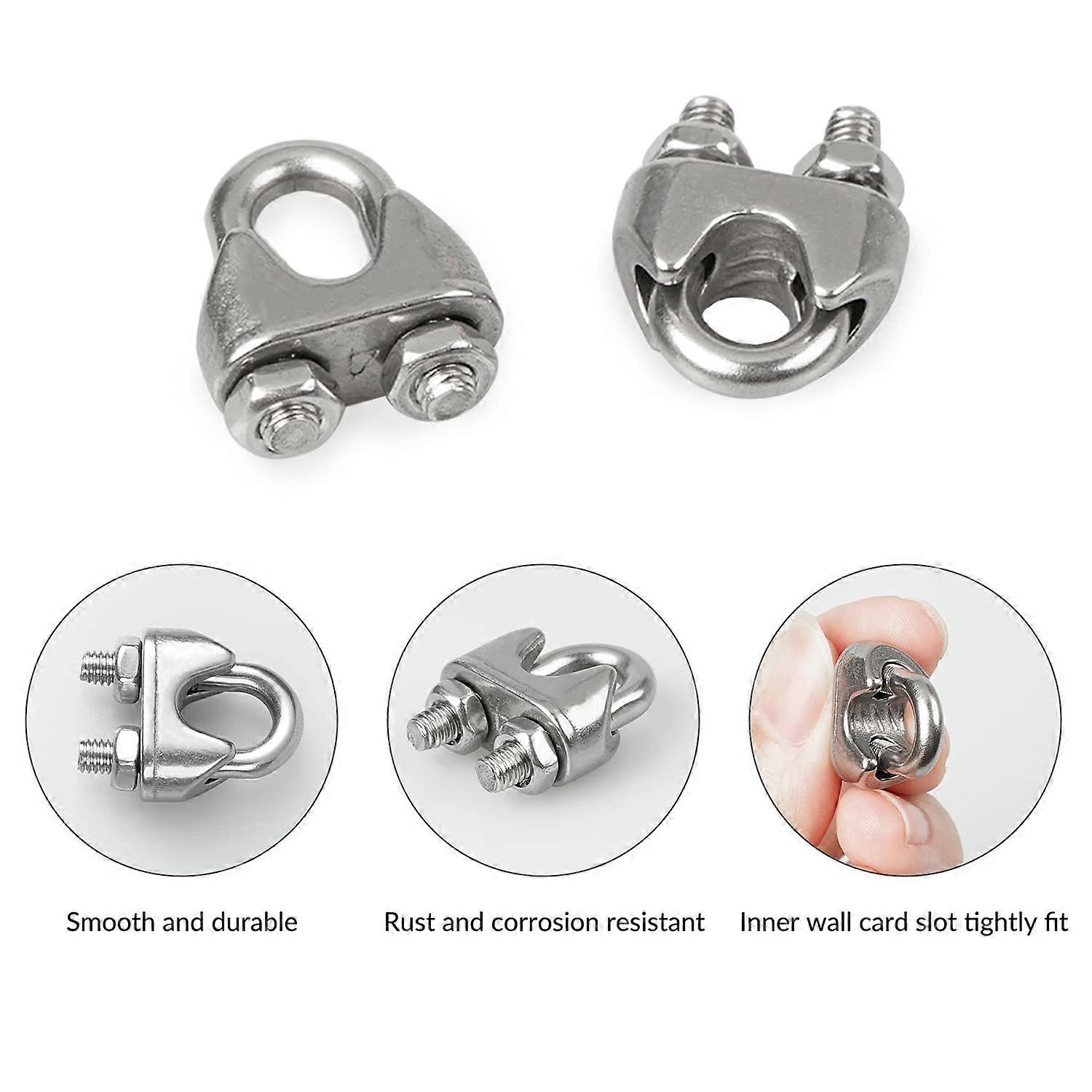 M4 Wire Rope Clip 10pcs Cable Clamp U-shaped Bolt Stainless Steel Wire ...