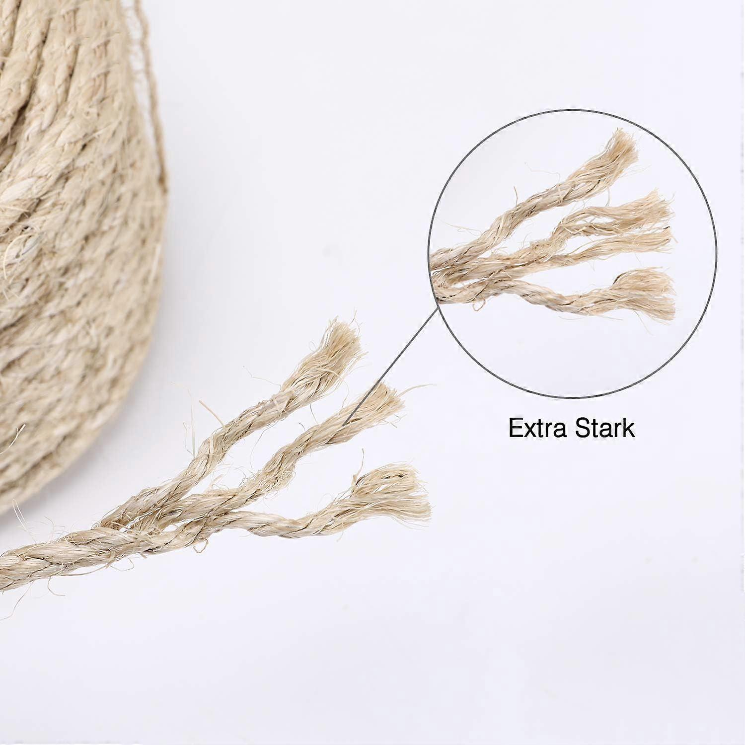 LINJOU Sisal Rope Cat Tree Rope, 6mm x 50 m Replacement Rope Jute Rope ...