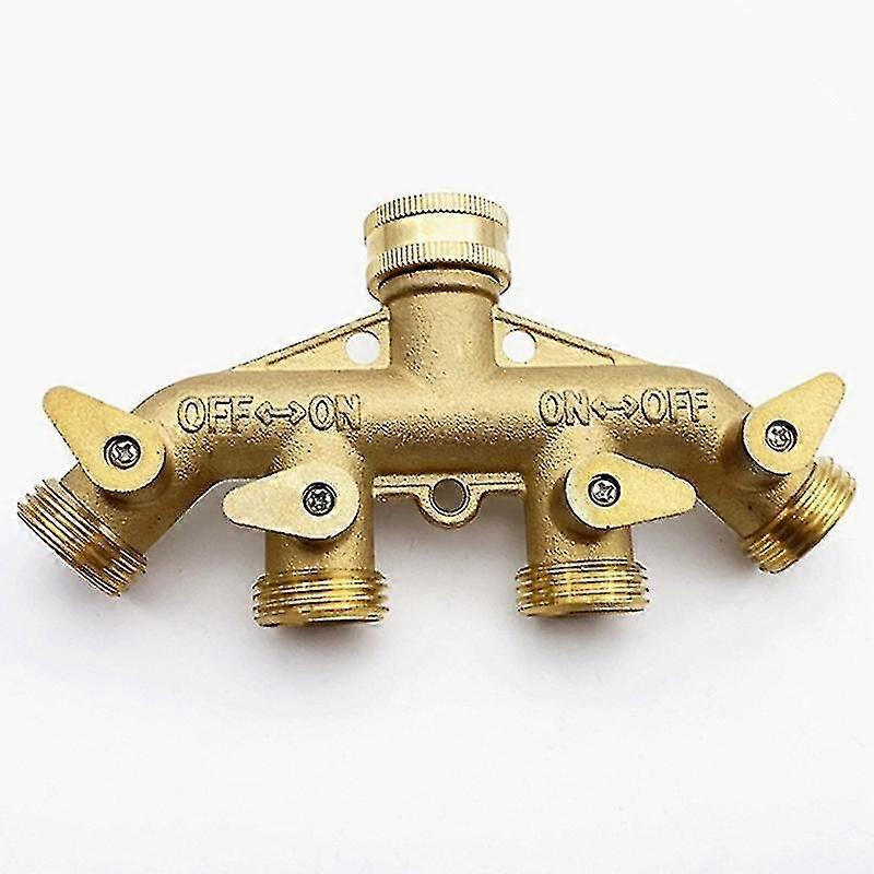 4 Way Brass Faucet Manifold Garden Hose Connector, Individual Brass ...