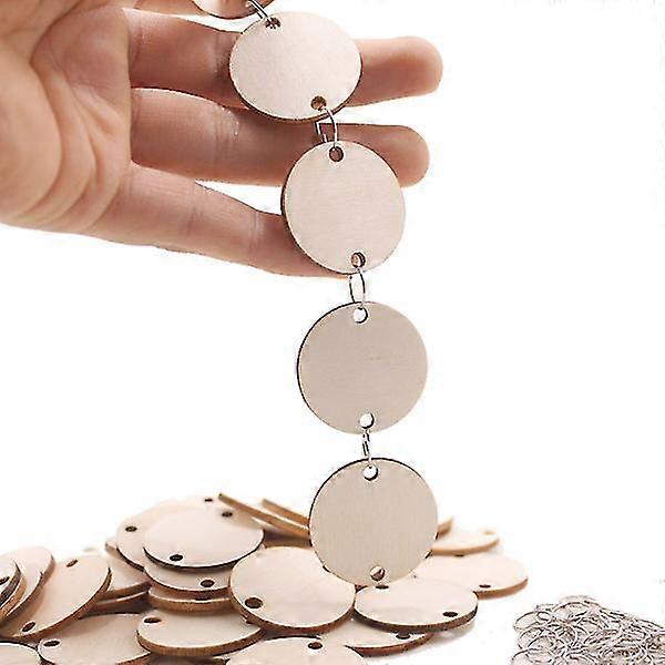 100pcs Round Wooden Discs With Holes Calendar Tag Reminder Record Wood ...