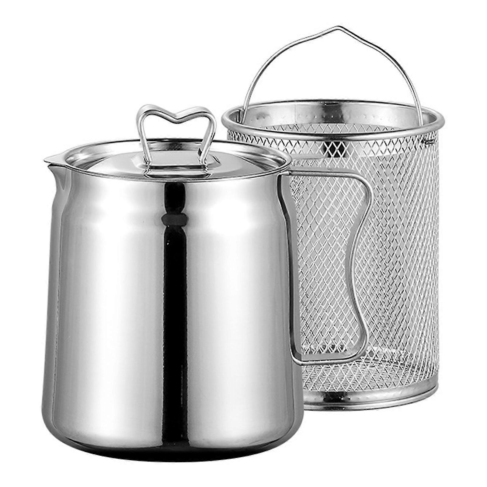 Stainless Steel Oil Filter Kettle with Handle Sturdy Heat Resistant Oil ...