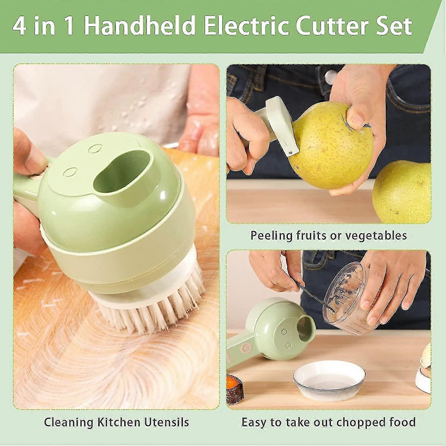 Multifunctional 4 In 1 Handheld Electric Vegetable Cutter Set, Portable Wireless Food Chopper ...