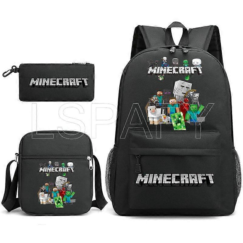 3PCS MINECRAFT Backpack Cartoon Children Boys Girls School Bags ...