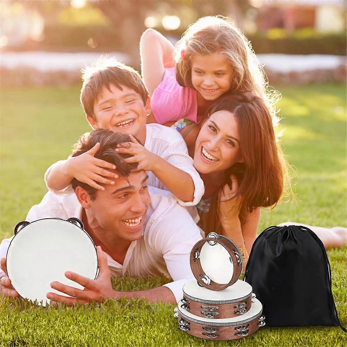 3 PCS Wooden Hand Held Percussion Tambourine , Tambourines Musical ...