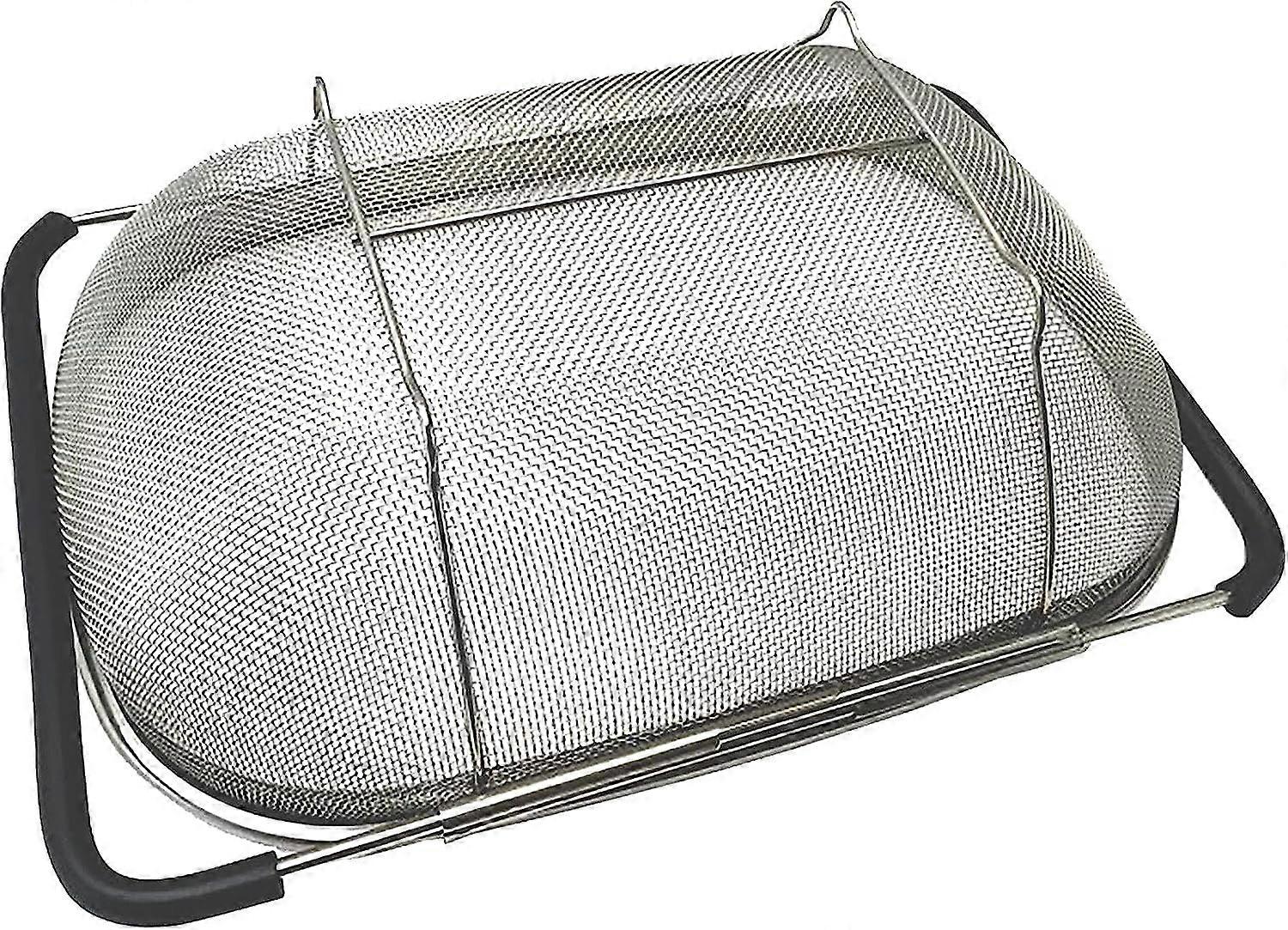 Over Sink Stainless Steel Oval Colander with Expandable Rubber Grip ...