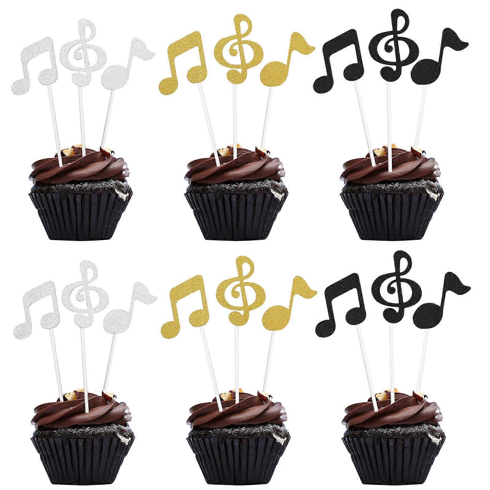 18pcs Music Notes Cake Topper Cupcake Toppers Birthday Party ...