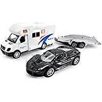 Toy Camper RV Trailer Towing Supercar Sports Model Car Diecast ...