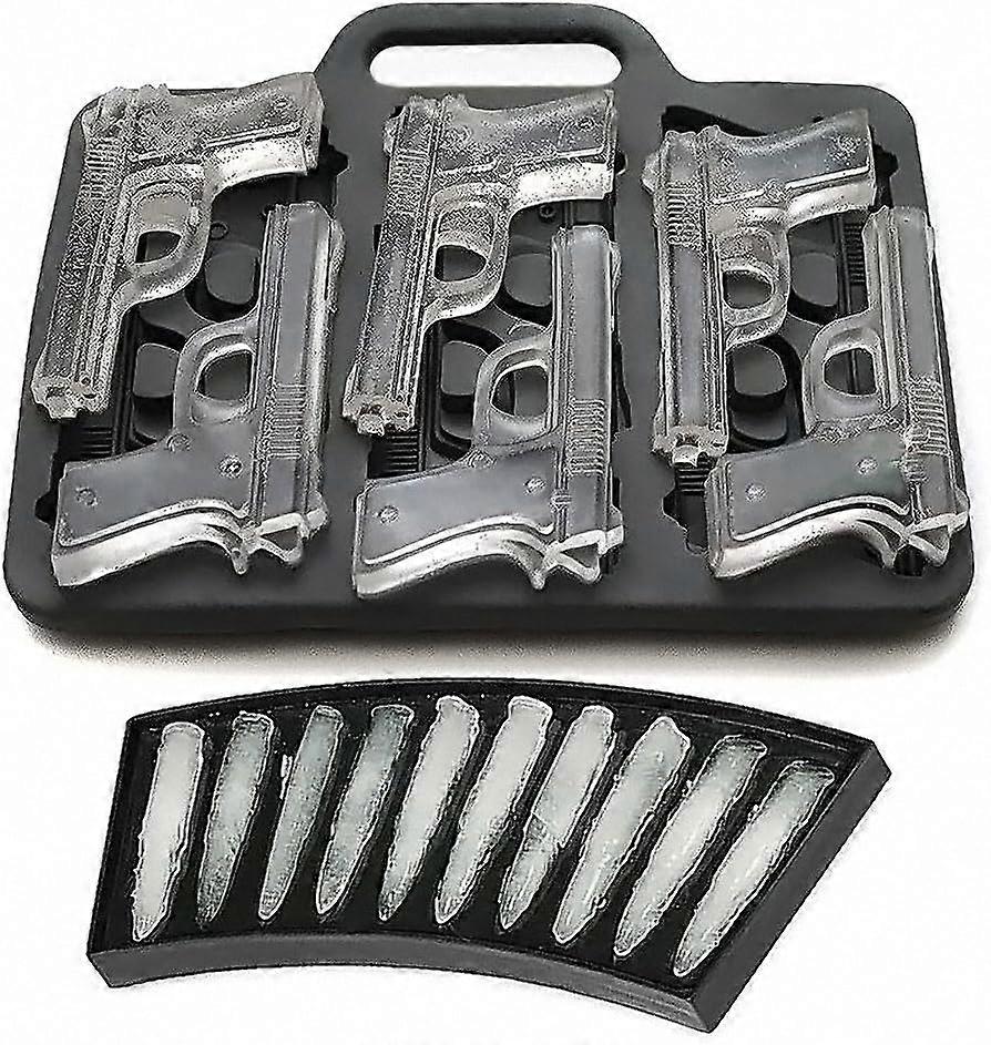 2 Piece Pistol and Bullet Ice Cube Tray Set - TPR Pistol and AK47 ...