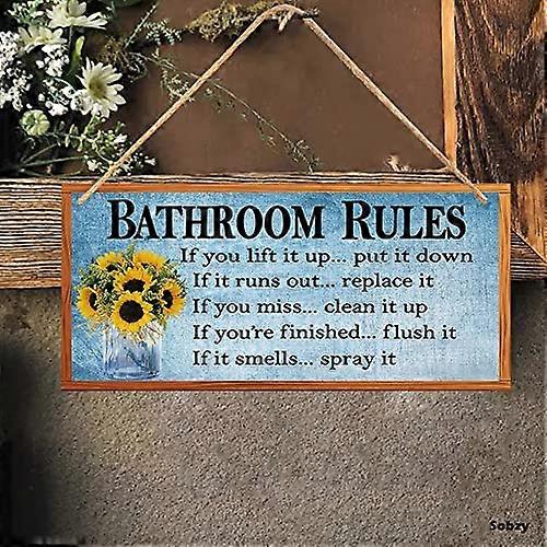 Badrumsregler Trä väggskylt om det luktar Spray Det Roligt Toalettskylt ...