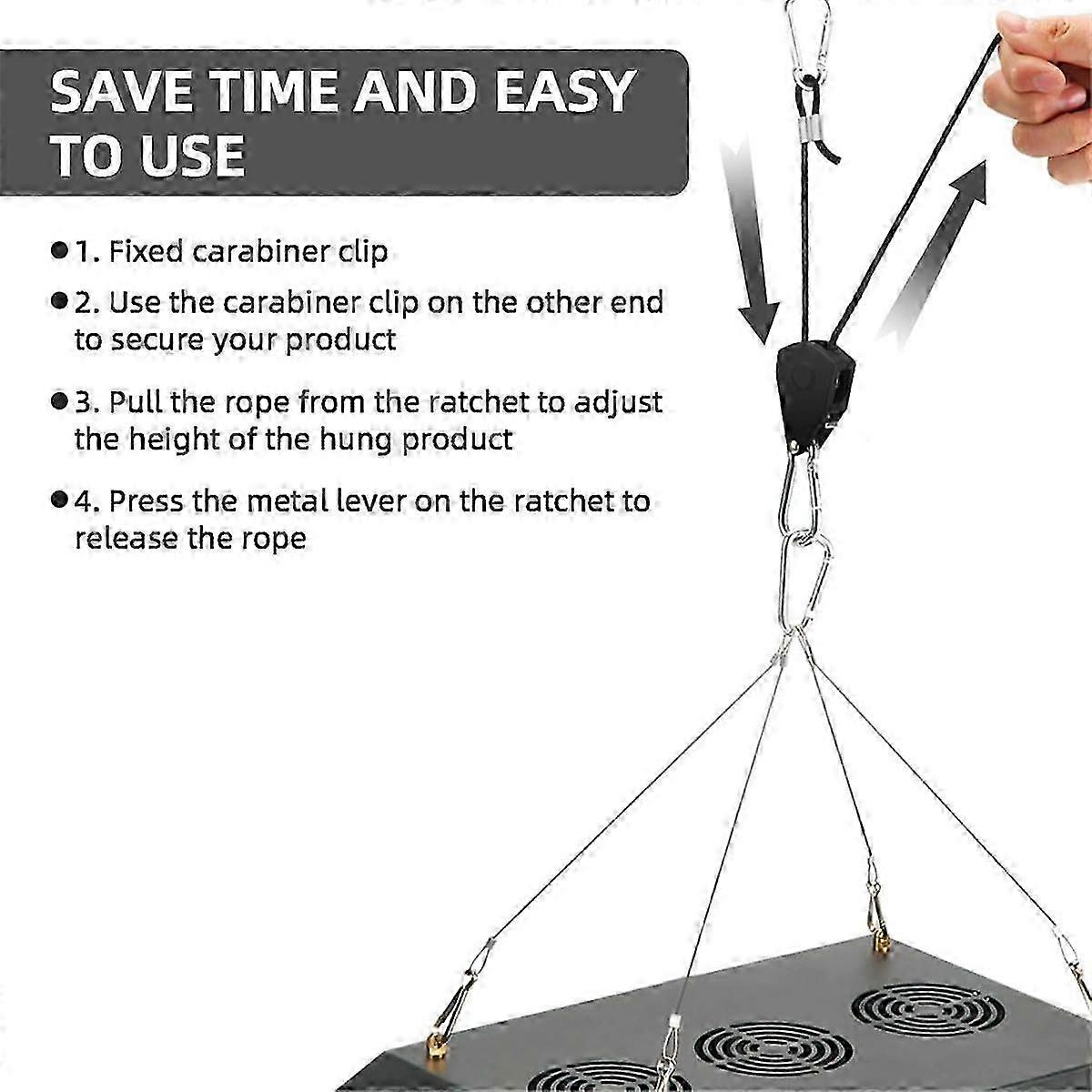 Pack Of 4 Ratchet Hangers, Adjustable Rope Hanger, Ratchet Rope, Pull ...